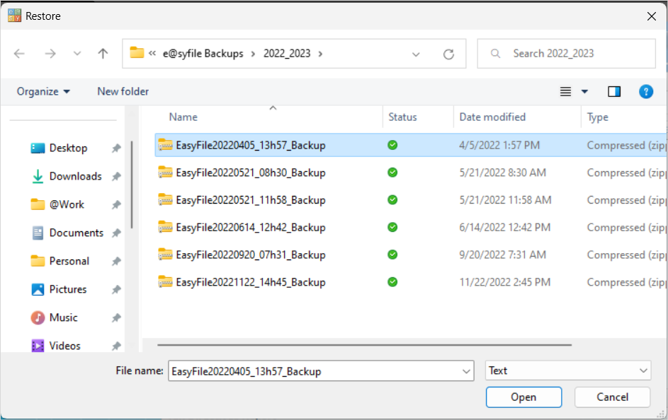 How do I restore an e@syFile™ Employer backup?